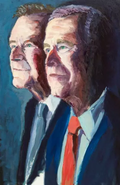 The painting by George W. Bush, depicting him standing next to his fatherPhoto via: @TODAYshow