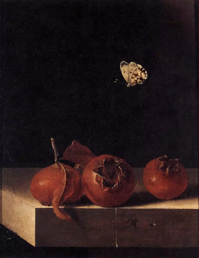 Adriaen Coorte, Tulo ka Medlar nga adunay Butterfly (circa 1705)