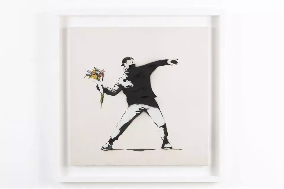 Banksy, Virágdobó. Lazinc jóvoltából.