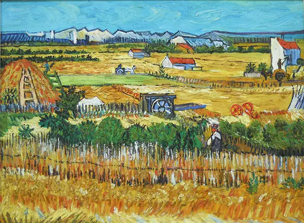 Vincent van Gogh, Cosecha o Cosecha en La Crau, con Montmajour al fondo (1888). Foto: Museo Van Gogh, Ámsterdam.