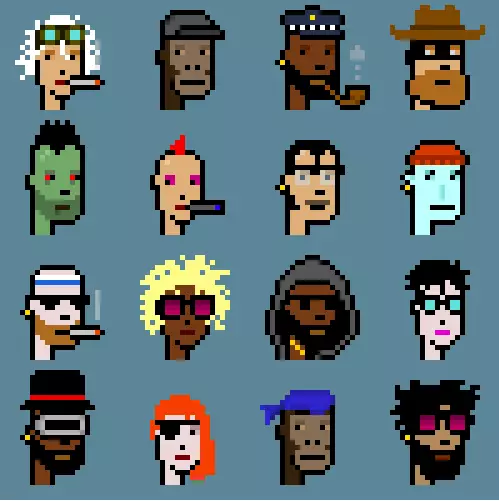 CryptoPunks جا مثال، ايٿيريم جي بنياد تي واپاري ڊجيٽل آئڪن. تصوير جي مهرباني Larva Labs.