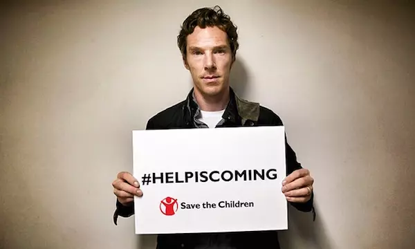 Dan wasan kwaikwayo kuma mai fafutuka Benedict Cumberbatch shima yayi kamfen na Save the Children. Hoto: Save the Children ta hannun Guardian