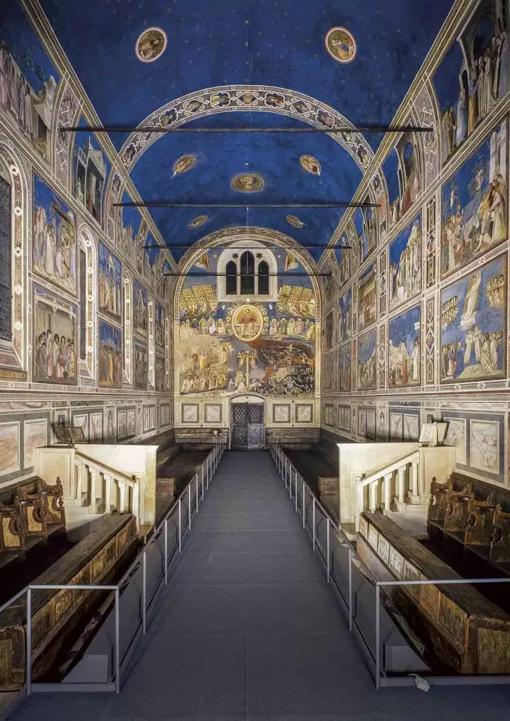 Giotto's Scrovegni Chapel sa Padua. Litrato ni Antonio Quattrone/Archivio Quattrone/Mondadori Portfolio pinaagi sa Getty Images.