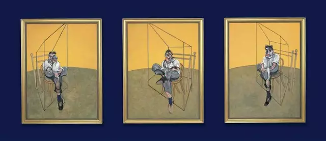 Francis Bacon, Three Studies of Lucian Freud (ใน 3 ตอน) (1969) ขายที่ Christie's New York: วันอังคารที่ 12 พฤศจิกายน 2013 [Lot 0008A] $142,405,000