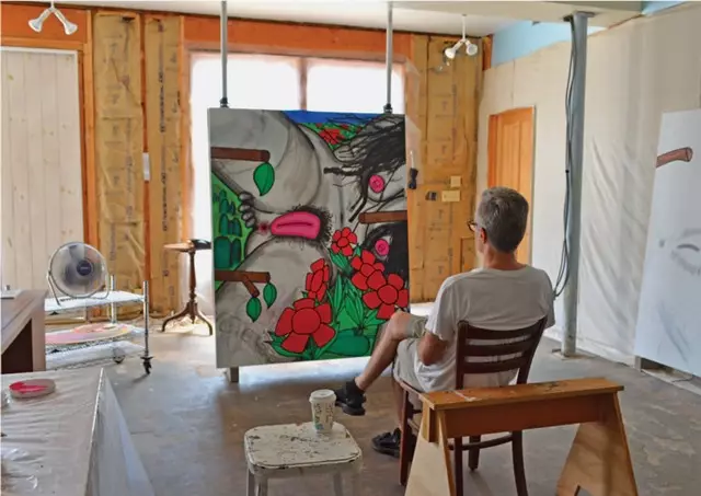 Ο Carroll Dunham στο στούντιο του. Φωτογραφία Joe Fig, ευγενική προσφορά του Princeton Architectural Press.