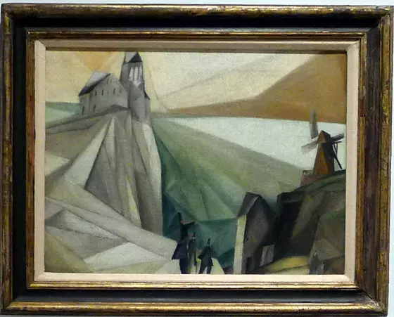 Lyonel Feininger, Studie, på klippene (tidlig forsøk på kubistisk form) (1912).