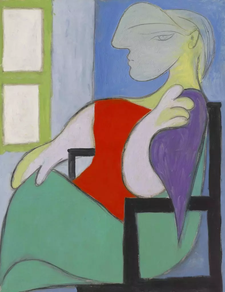 Pablo Picasso, Femme assise près d'une fenêtre (Marie-Thérèse) (1932). සීමාසහිත Christie's Images අනුග්‍රහයෙනි.