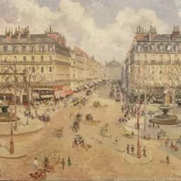 Camille Pissarro, Avenue de l'Opéra: Morgunsólskin (1898). Mynd: með leyfi Philadelphia Museum of Art.