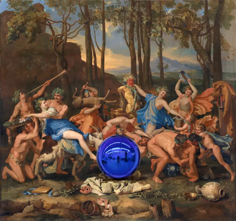 Jeff Koons Gazing Ball (Poussin La Triumfo de Pajno) (2014 ĝis 2016). Foto ©Jeff Koons