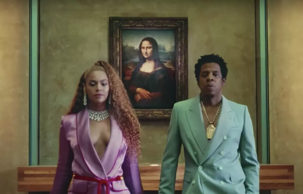 Darlun o fideo Jay-Z a Beyoncé ar gyfer