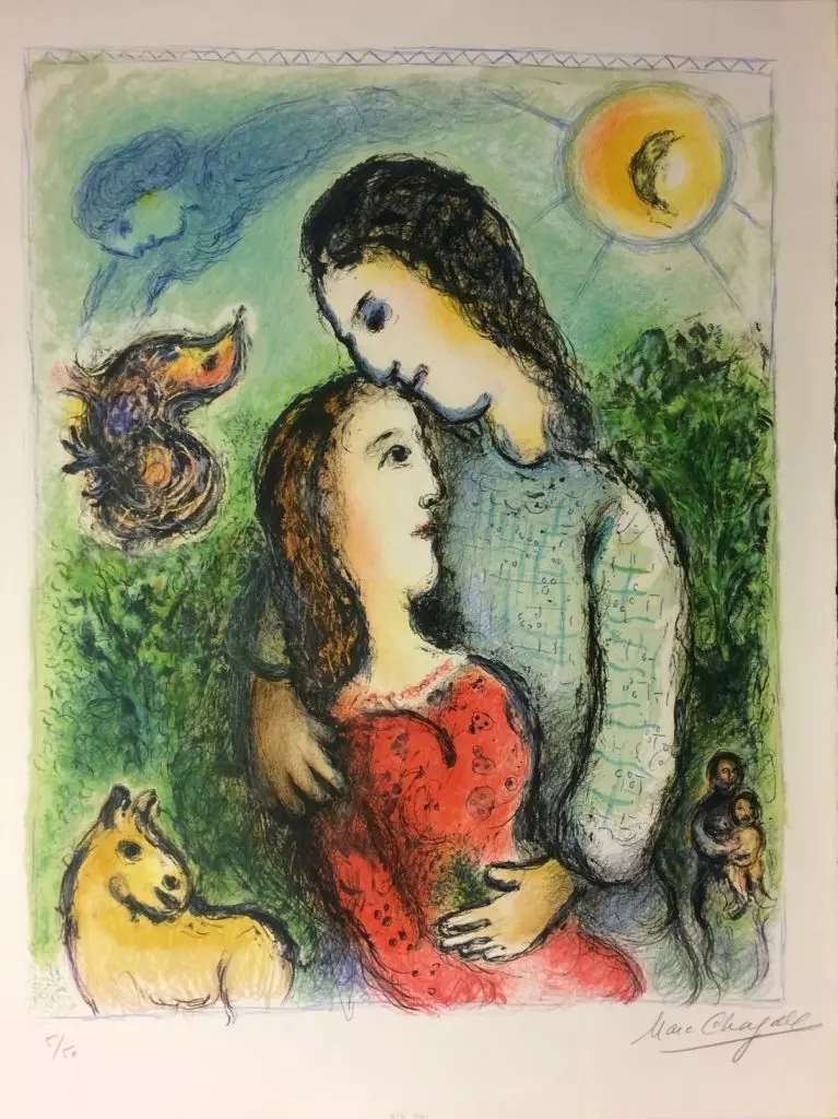 Marc Chagall, Ang mga Batan-on (1975). Sa maayong kabubut-on sa Marina Ochakoff Fine Art.