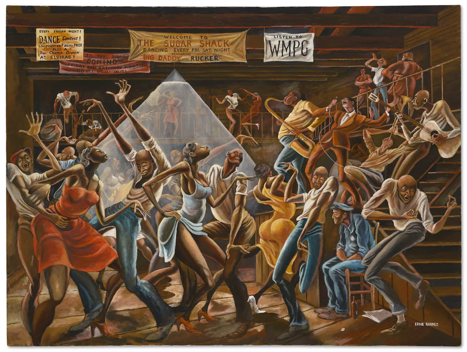 Ernie Barnes stal de show bij Christie's met zijn schilderij van $ 15,3 miljoen. Hier zijn 3 dingen die je misschien niet weet over 'The Sugar Shack'