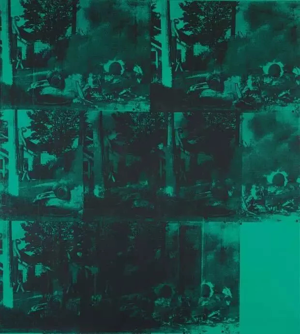 Andy Warhol, Accident de voiture verte - Voiture verte en feu I (1963). Avec l'aimable autorisation de Christie's Images, Ltd.