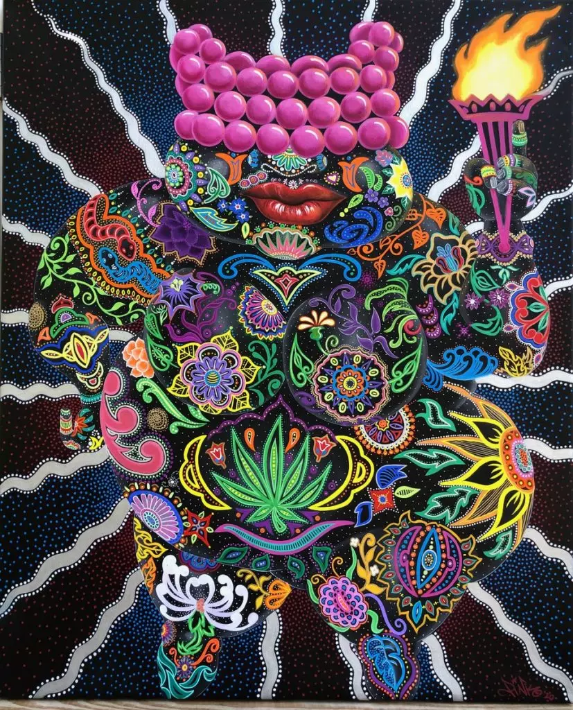Lady Pink, Vênus Negra (2020). Cortesia do Museum of Graffiti, Miami.