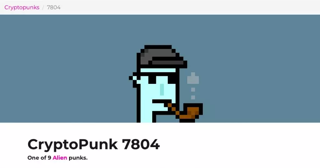 Screenshot of CryptoPunk 7804 from the Larva Labs site.