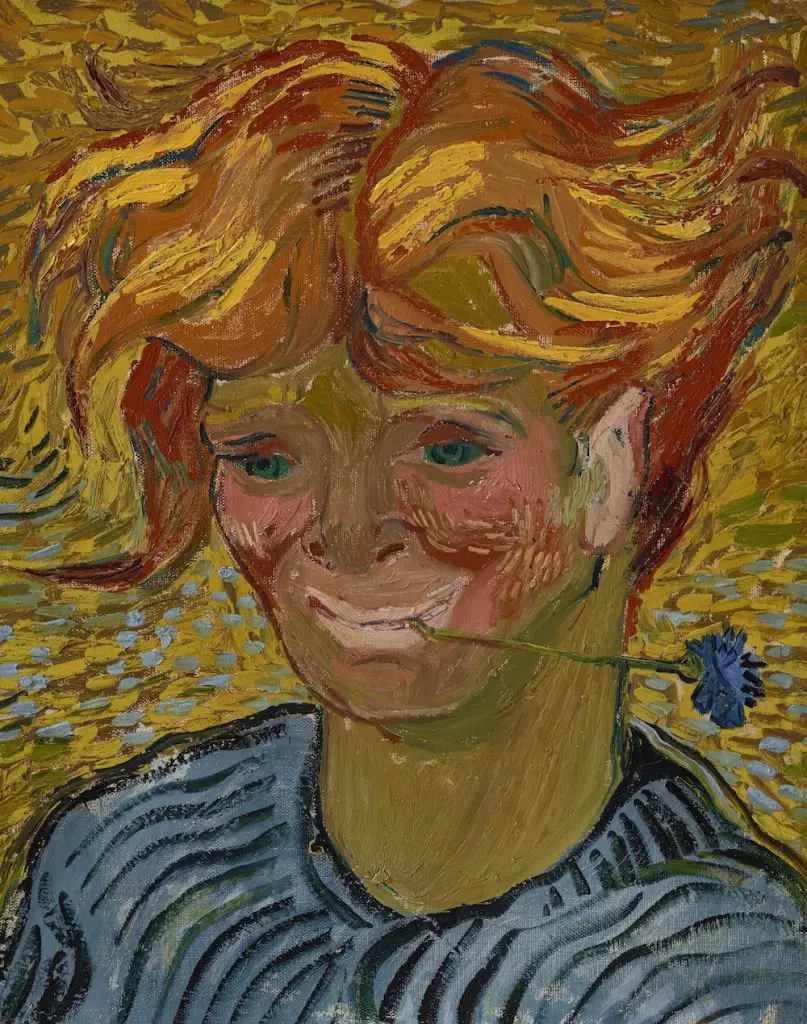 Vincent Van Gogh, Jeune homme au bleuet (1890). Lahaanshaha sawirka Christie's.