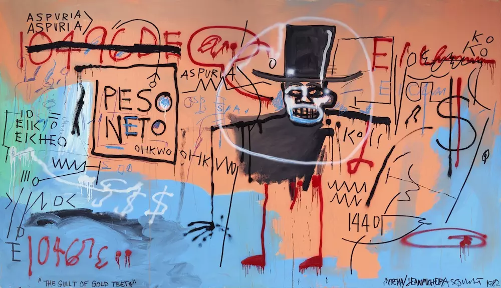 Jean-Michel Basquiat, Dambiga Ilkaha Dahabka (1982). Lahaanshaha sawirka Christie's.