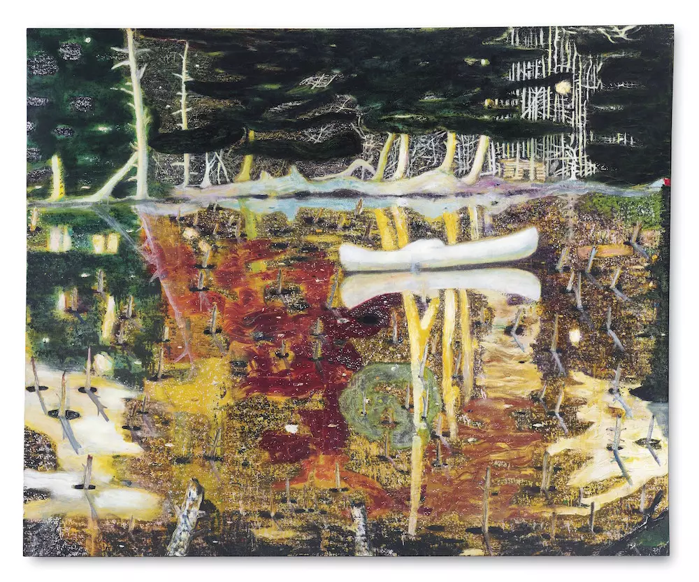 Peter Doig, Swamped (1990). Lahaanshaha sawirka Christie's.