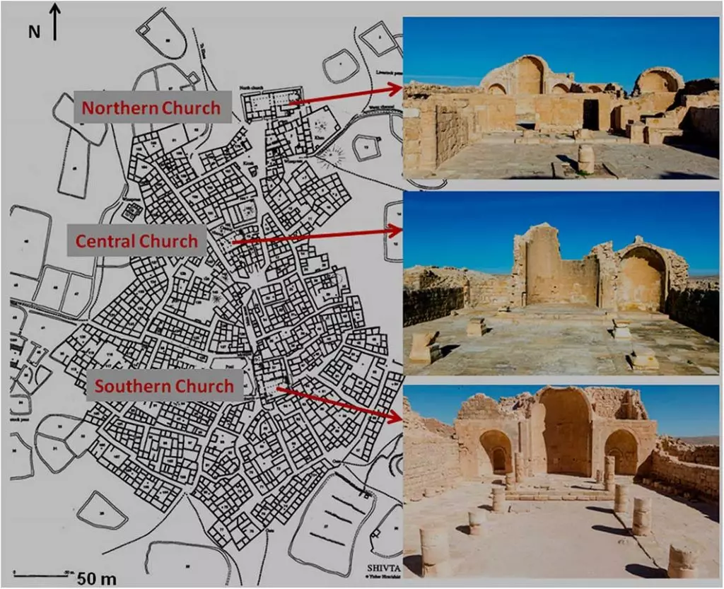 Shivta terve, amely a templomok helyét mutatja. Fotó: Dror Maayan.