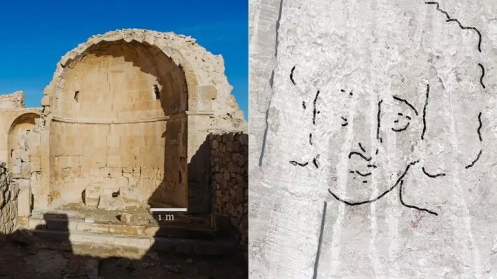 Jézus arca egy ókori festményen, amelyet egy sivtai templomban fedeztek fel. Fotó: Dror Maayan.