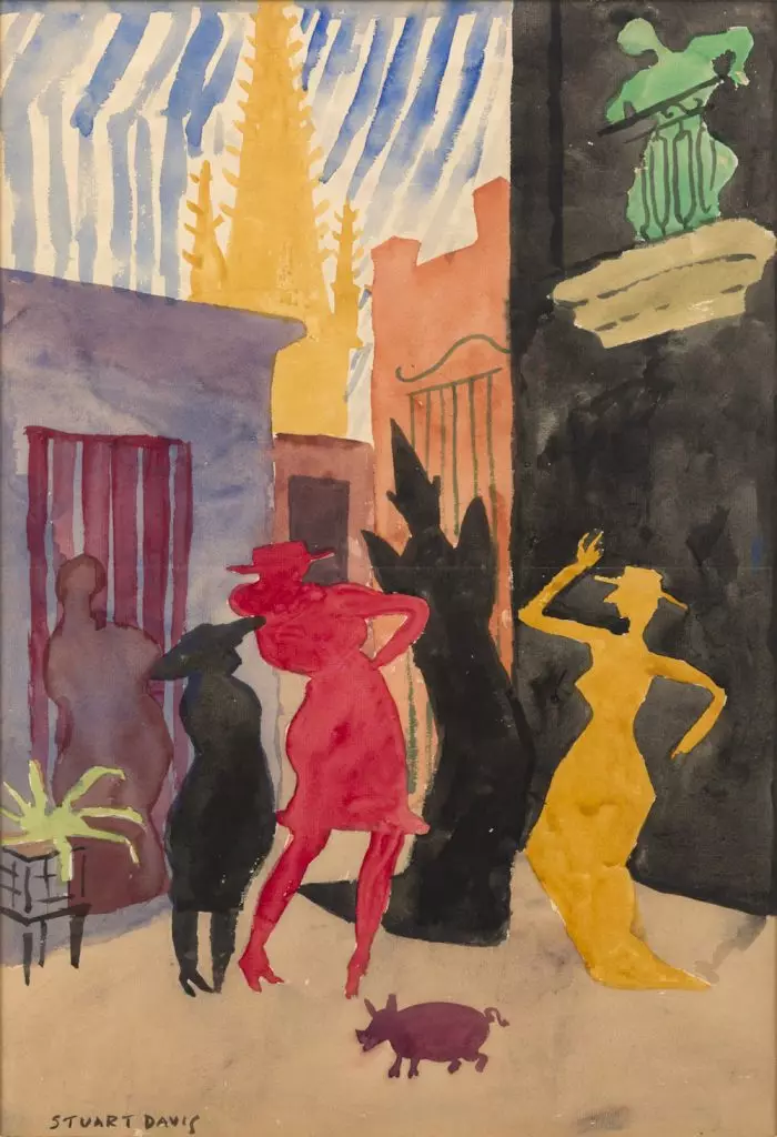 Stuart DavisDancers on Havana Street) (1920) © 2021 Estate of Stuart Davis. / ទទួលបានអាជ្ញាប័ណ្ណដោយ VAGA នៅសមាគមសិទ្ធិសិល្បករ (ARS), NY ។