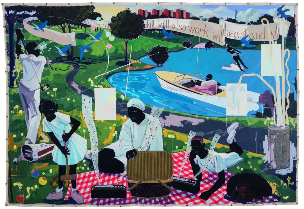 Kerry James Marshall, Tidigare tider (1997). Med tillstånd av Sotheby's.