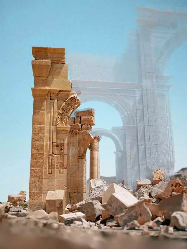 Pembinaan semula 3D maya Triumphal Arch Palmyra. © Iconem, DGAM.