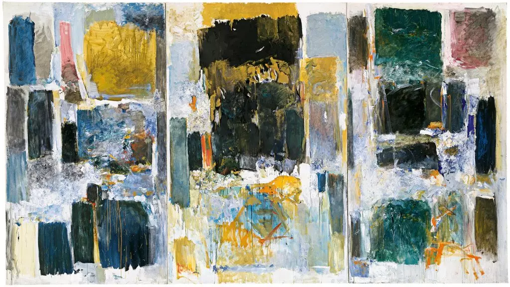 Joan Mitchell, Ode to ayo (Oriki kan nipasẹ Frank O'Hara) 1970–71. Fọto nipasẹ Biff Henrich fun ING_INK, Buffalo, Niu Yoki; gbigba ti University ni Buffalo Art Galleries, ebun ti Rebecca Anderson; © ohun ini Joan Mitchell.