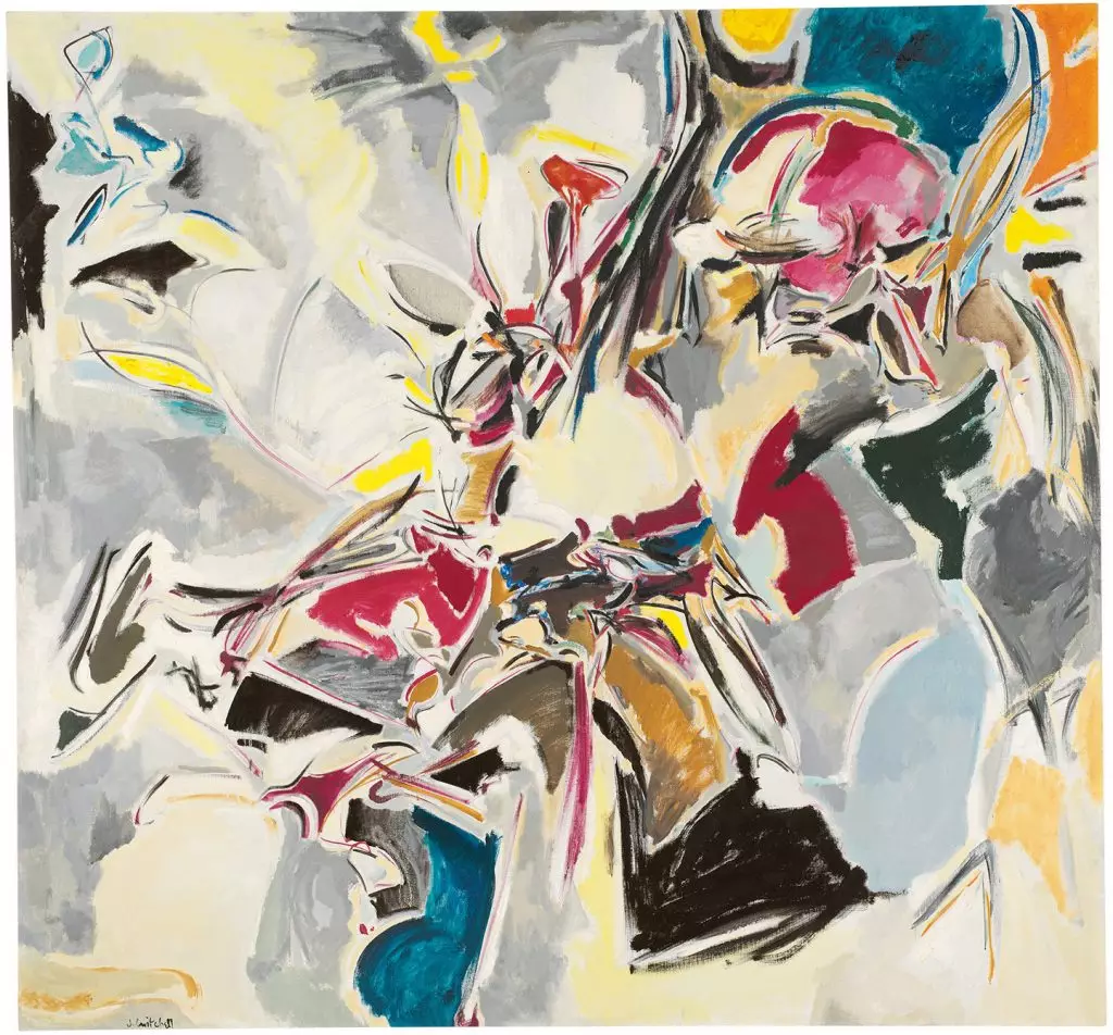 Joan Mitchell, tekst (1951). Foto door Chip Porter; collectie van het Frances Lehman Loeb Art Center, Vassar College, Poughkeepsie, New York, geschenk van William Rubin; © landgoed van Joan Mitchell.