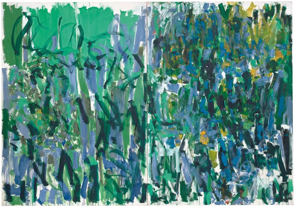 Joan Mitchell, Bla xita (1976). Ġbir il-Mużew ta 'l-Arti Moderna, New York, rigal tal-proprjetà ta' Joan Mitchell; ©proprjetà ta' Joan Mitchell.