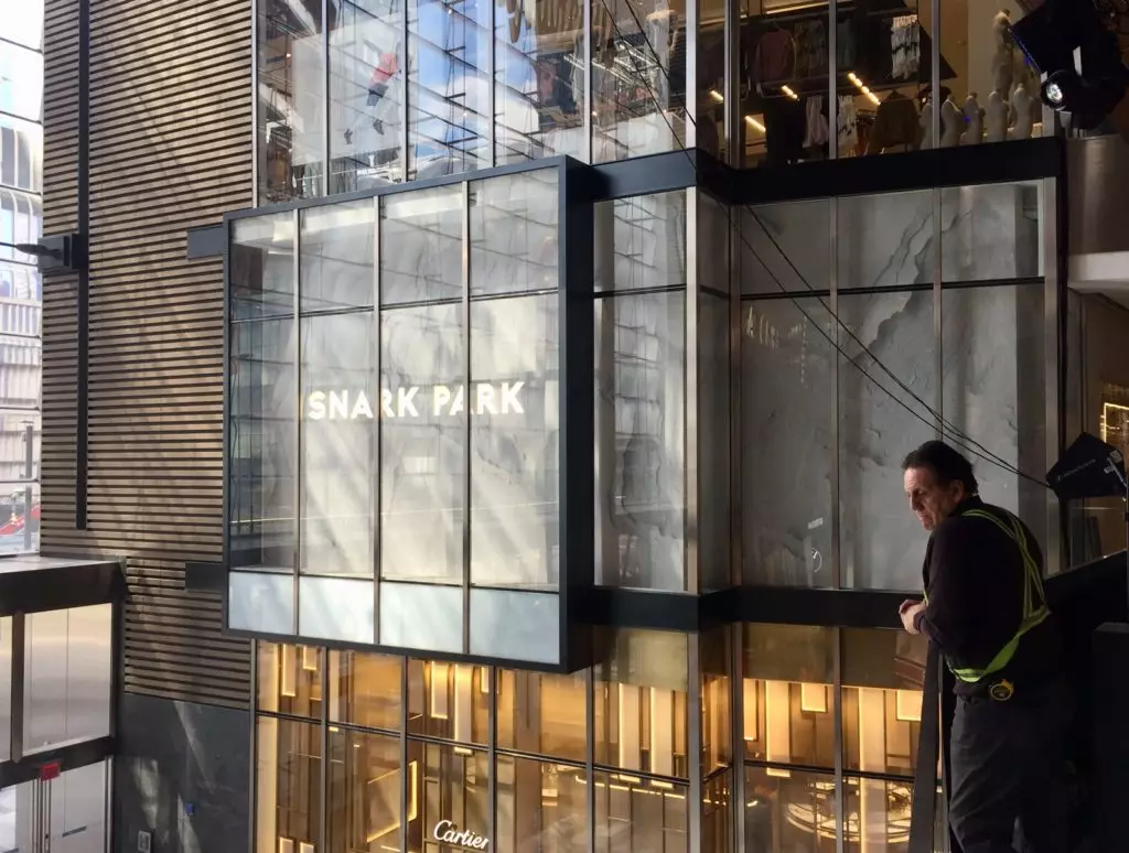 Vnější pohled na Snark Park v Hudson Yards z balkónu. Obrázek s laskavým svolením Ben Davis.