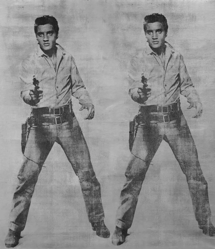 Andy Warhol, Elvis 2 Times (1963). Trwy garedigrwydd Sotheby's.