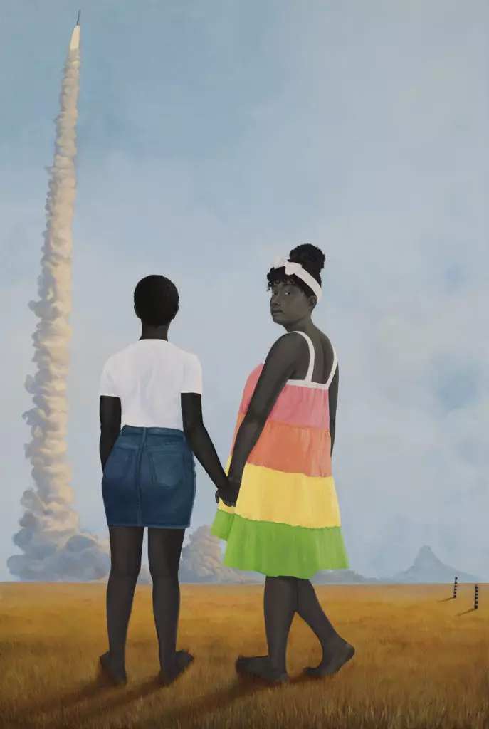 Amy Sherald, Máy bay, tên lửa và khoảng không ở giữa (2018). Được phép của nghệ sĩ và Hauser & Wirth, © Amy Sherald.