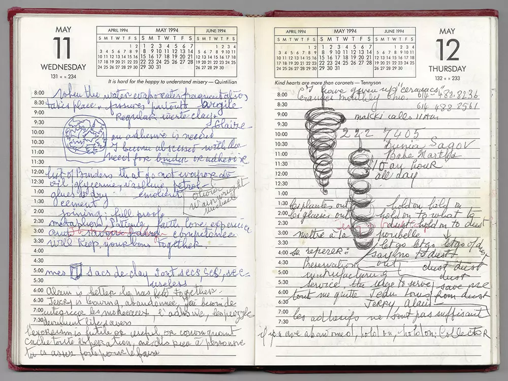 Louise Bourgeois, Diary spread, 11-12 Mee 1994. Collection Louise Bourgeois Archive, The Easton Foundation. © D'Easton Foundation / VAGA, NY.