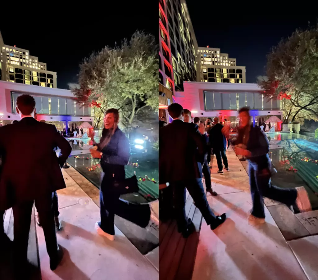 Lors de son après-soirée, Andrew a pris peut-être trente photos d'Ambre debout les yeux de coq sur des chaussures à plateforme au bord d'une piscine, tous deux espérant secrètement imiter l'événement emblématique de la `` chute de la fête dans une piscine où tout le monde jette la prudence au vent et saute in' soi-disant popularisé au 'The Garden of Allah' dans les années 1930 en face du Château Marmont d'origine à Los Angeles. Peu de temps après, les deux ont rappelé l'existence des téléphones numériques et le fait que personne ne sautera plus jamais spontanément dans les piscines.