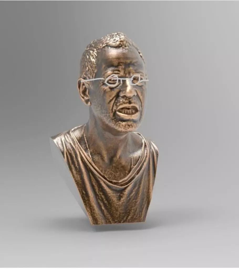 Franz Xaver Messerschmidt'ten sonra yaşayan ölüm maskesi (gerçek gözlük dahil) NFT, 3D baskılı bronz olarak kullanılabilir - yakında Super Chief Gallery'de. Kenny Schachter'ın izniyle.