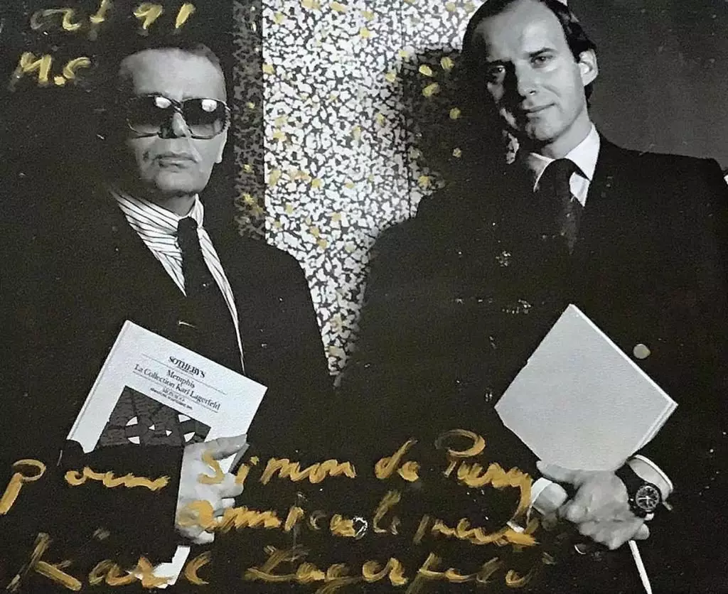 Karl Lagerfeld en Simon de Pury. Courtesy Simon de Pury.