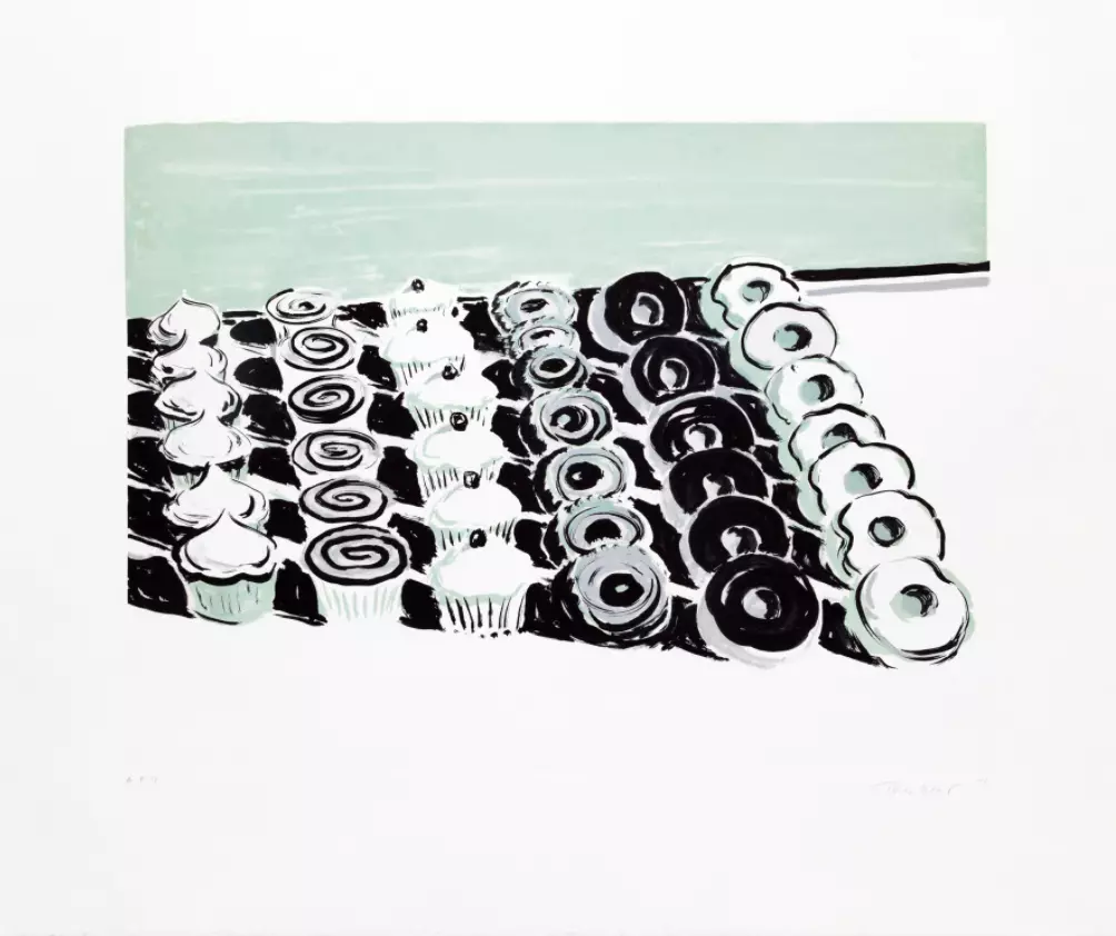 Wayne Thiebaud, Cupcakes and Donuts (2006). Live nå i Premier Prints & Multiples på Artnet Auctions. Est. $15 000–20 000.