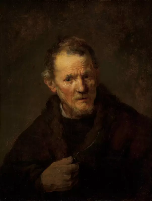 Rembrandt van Rijn，聖巴塞洛繆（約 1633 年）。這幅畫是 1972 年從伍斯特藝術博物館被盜的四幅畫布之一，這是世界上第一次武裝藝術品搶劫案，四個星期後被找回。由伍斯特藝術博物館提供。