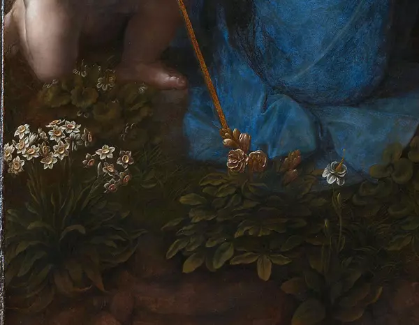 Leonardo da Vinci, Perawan Batu (detail, 1483-86) Atas perkenan Galeri Nasional, London