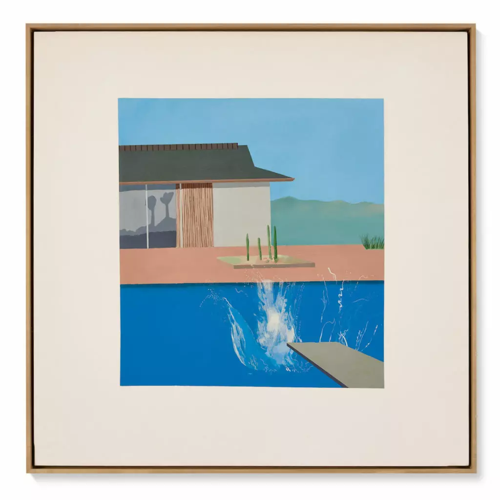 David Hockney, La spruzzata (1966). Per gentile concessione di Sotheby's.