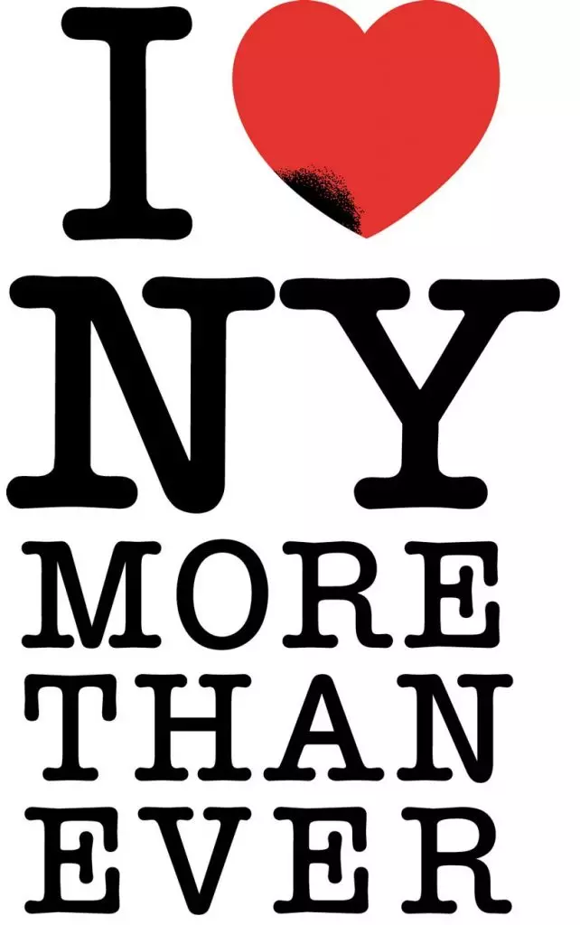 مىلتون گلازېرنىڭ يېڭىلانغان I ♥ NY بەلگىسى (2001). مىلتون گلازېر تەمىنلىگەن.