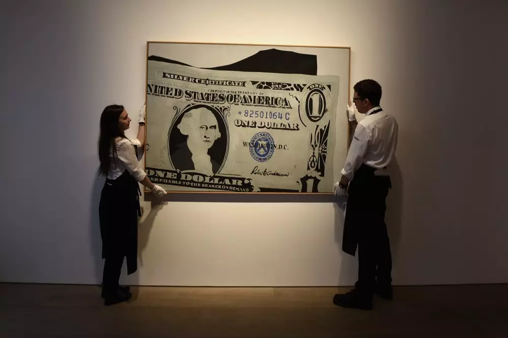 Il-kont ffirmat ta' Andy Warhol qabel l-irkant f'Sotheby's. Korteżija ta' Sotheby's.