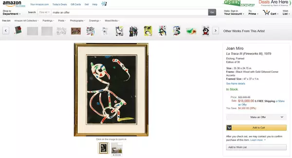 A Joan Miro etching available within Amazon Art's new 