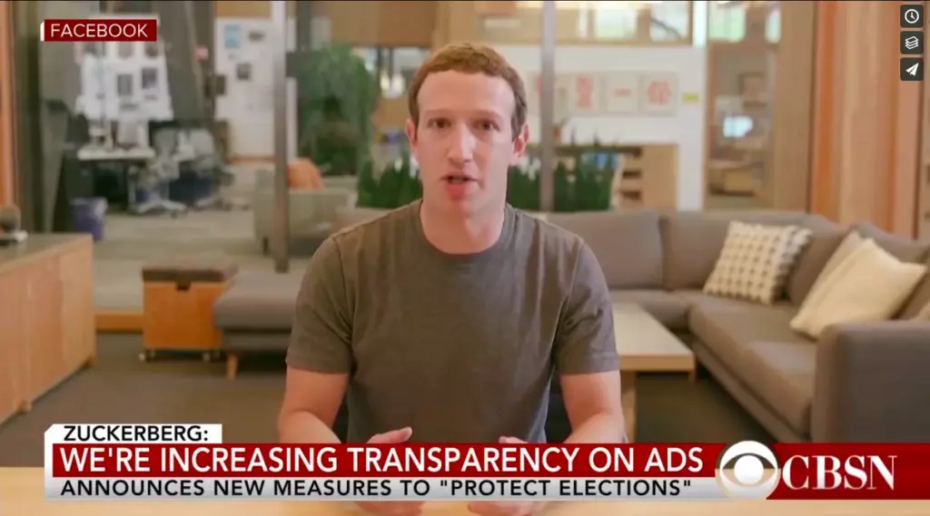 Screenshot von Bill Posters und Daniel Howes Deepfake-Video von Mark Zuckerberg.