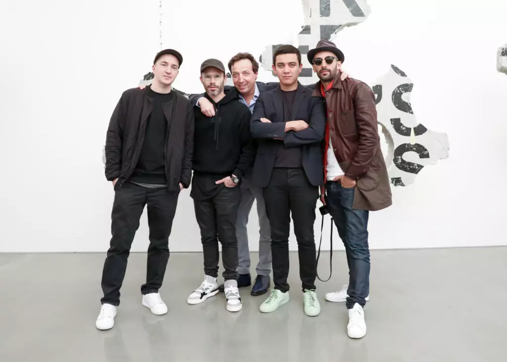 04.KAWS, Daniel Arsham, Emmanuel Perrotin, Ivan Argote and JR at Perrotin New York, 2017 © BFA.com